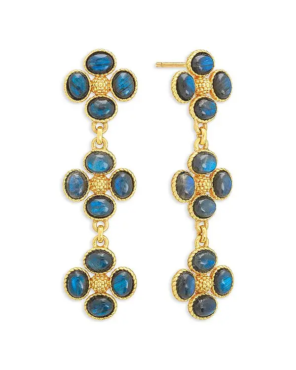 CAPUCINE DE WULF Labradorite Clover Linear Earrings - Blue/gold