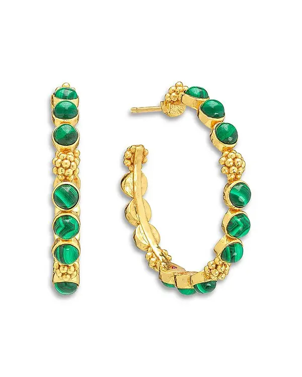 CAPUCINE DE WULF Malachite Gem Hoop Earrings - Green/gold