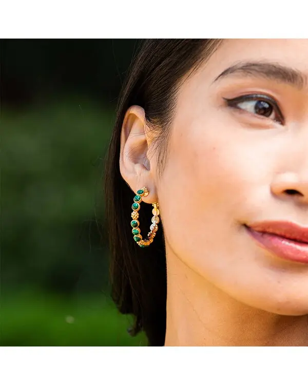 CAPUCINE DE WULF Malachite Gem Hoop Earrings