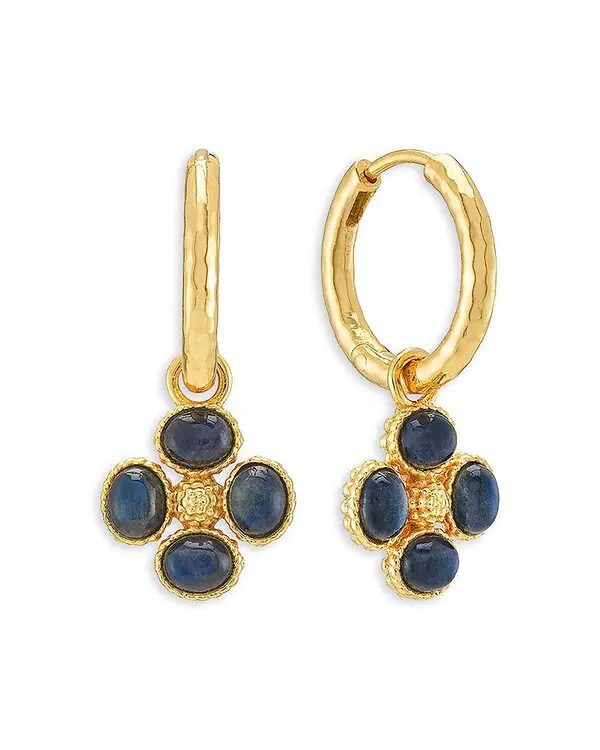 CAPUCINE DE WULF Gold-plated Clover Charm Hoop Earrings - Blue/gold