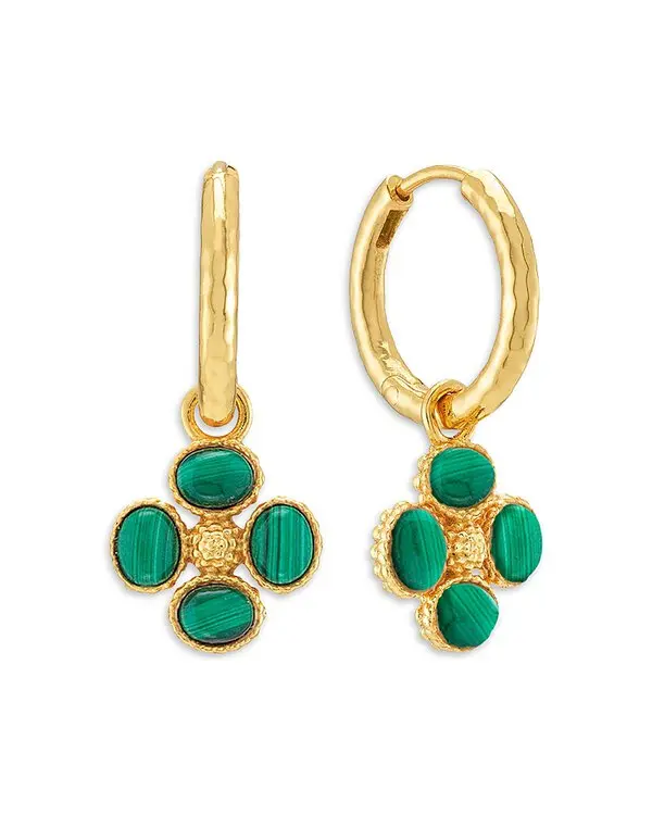 CAPUCINE DE WULF Gold-plated Clover Charm Hoop Earrings - Malachite