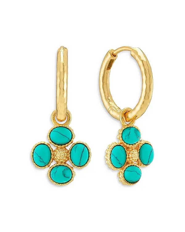 CAPUCINE DE WULF Gold-plated Clover Charm Hoop Earrings - Turquoise