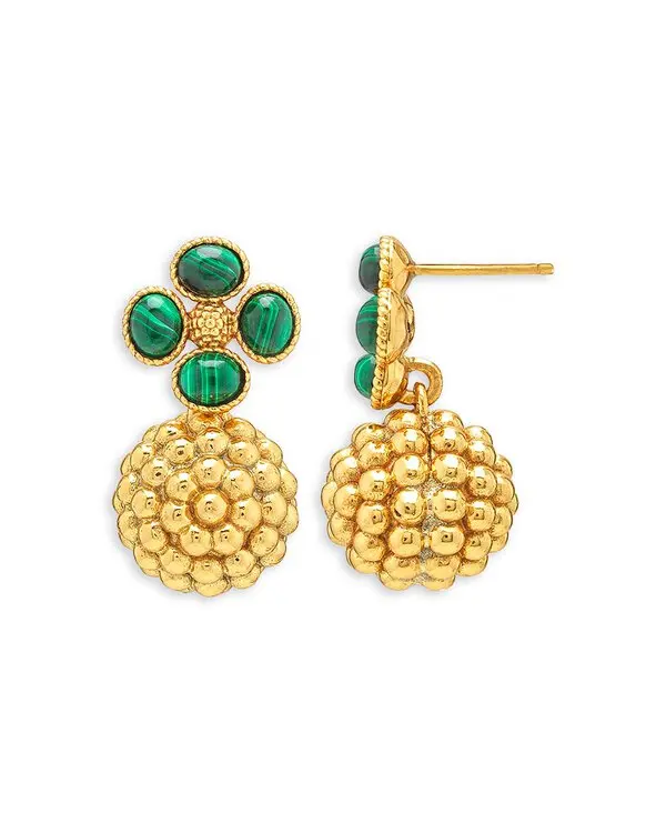 CAPUCINE DE WULF Berry Clover Drop Earrings - Malachite