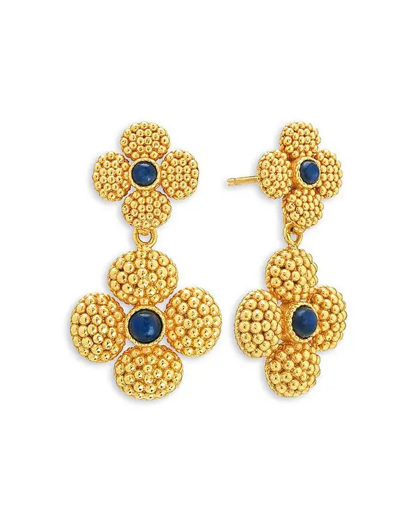 CAPUCINE DE WULF Berry Clover Convertible Duo Earrings - Blue/gold