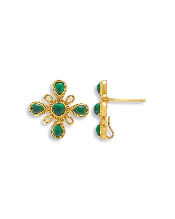 CAPUCINE DE WULF Monique Malachite Convertible Double Drop Earrings