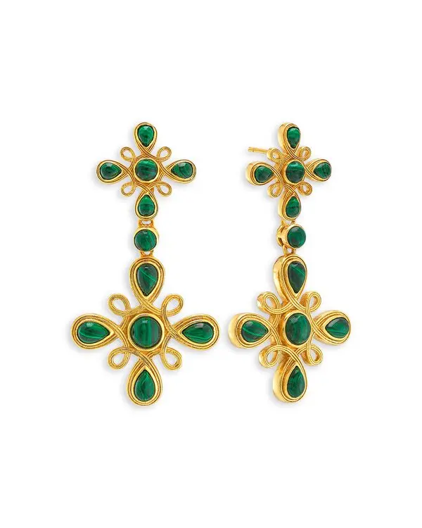 CAPUCINE DE WULF Monique Malachite Convertible Double Drop Earrings