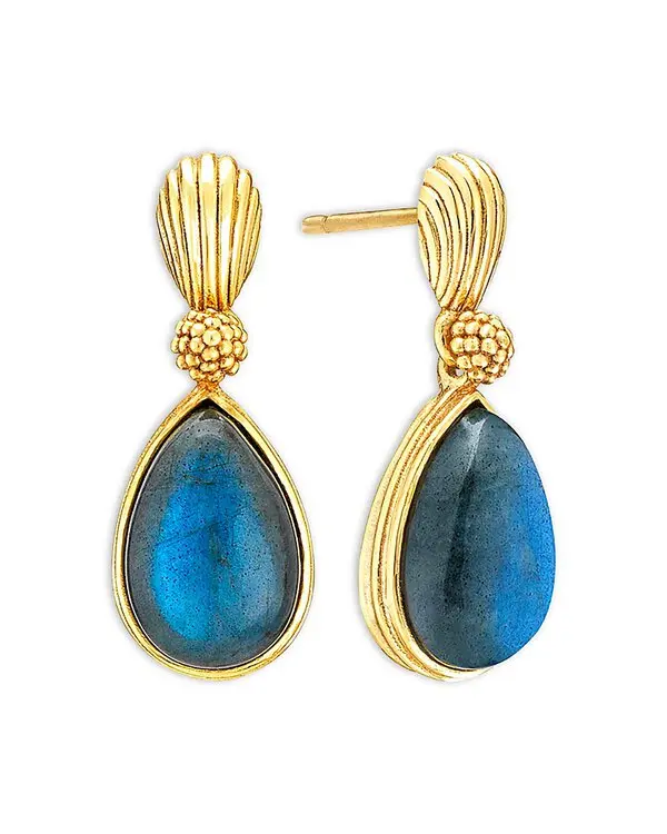 CAPUCINE DE WULF Monique Gem Post Earrings - Blue/gold