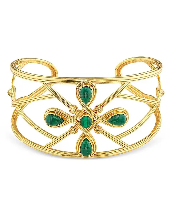 CAPUCINE DE WULF Monique Malachite Gem Cuff - Green/gold