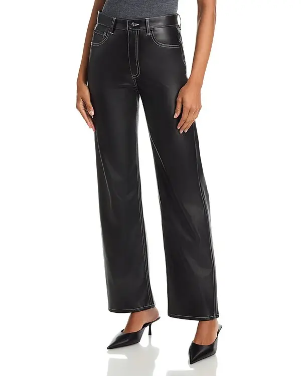 Rag & Bone Shea High-rise Faux Leather Straight Leg Jeans - Black