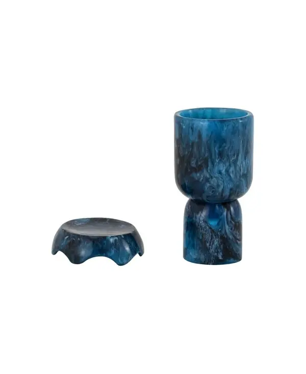 TOV FURNITURE Platform Swirl Resin Kiddush Cup - Blue