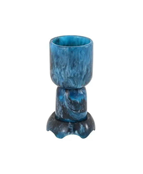 TOV FURNITURE Platform Swirl Resin Kiddush Cup - Blue