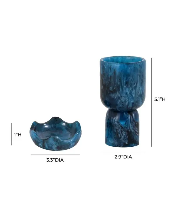 TOV FURNITURE Platform Swirl Resin Kiddush Cup - Blue
