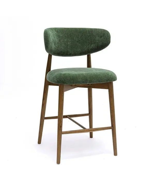 TOV FURNITURE Zinea Performance Textured Velvet Counter Stool - Green