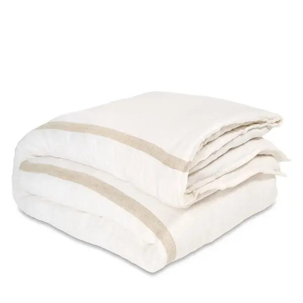 POM POM AT HOME Rory Linen Duvet Cover, Queen - White/flax