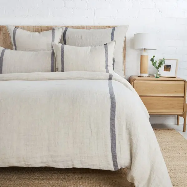 POM POM AT HOME Rory Linen Standard Sham - Flax/midnight