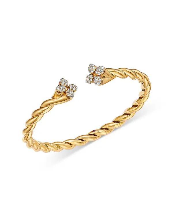 Roberto Coin Diamond Twist Bangle - Gold