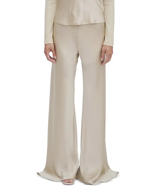 Rosetta Getty Silk Wide Leg Pants - Champagne