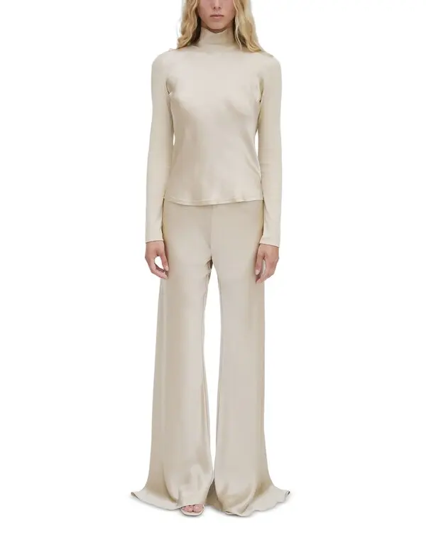 Rosetta Getty Silk Wide Leg Pants - Champagne