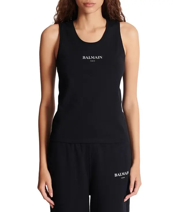 Balmain Printed Tank Top - Black