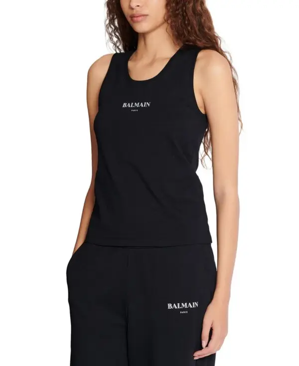Balmain Printed Tank Top - Black
