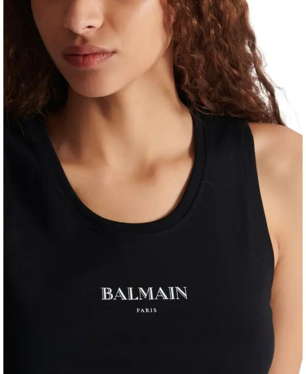 Balmain Printed Tank Top - Black