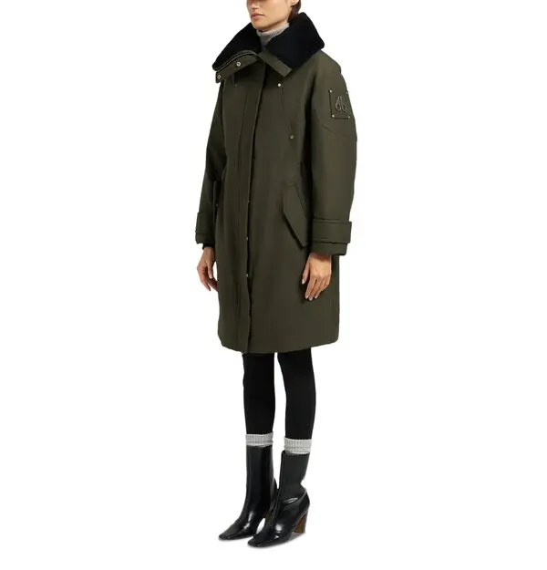 Moose Knuckles Storm Shearling Lined Parka - Dark Olive