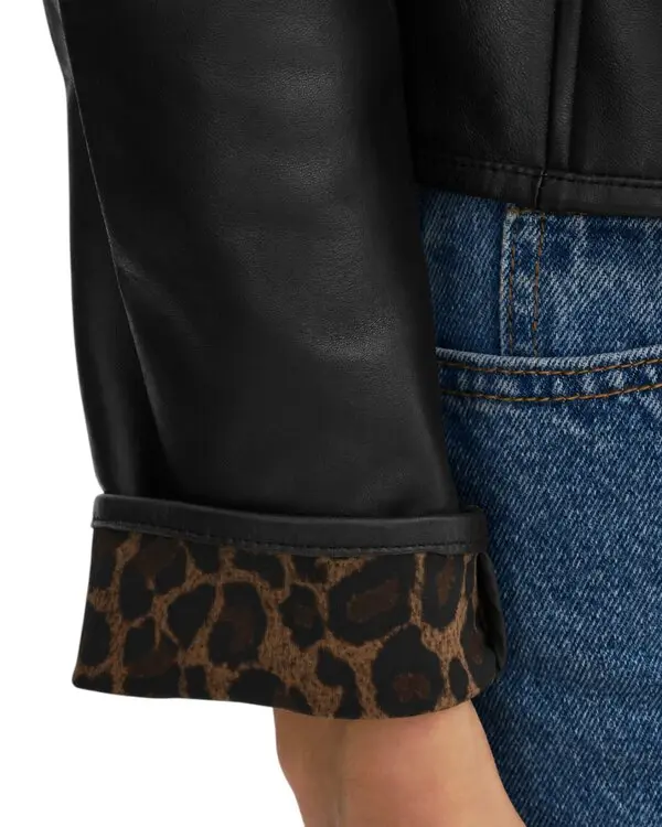 LAMARQUE Francesca Leather Jacket - Black/leo
