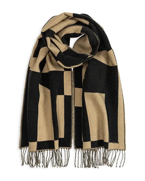 Echo Geo Double Face Jacquard Scarf - Black