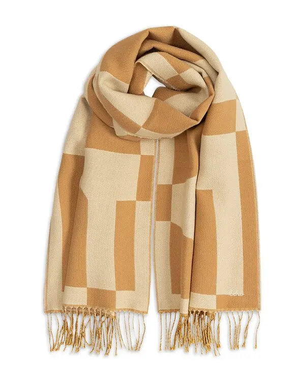 Echo Geo Double Face Jacquard Scarf - Camel