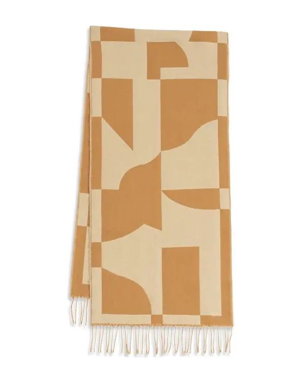 Echo Geo Double Face Jacquard Scarf - Camel