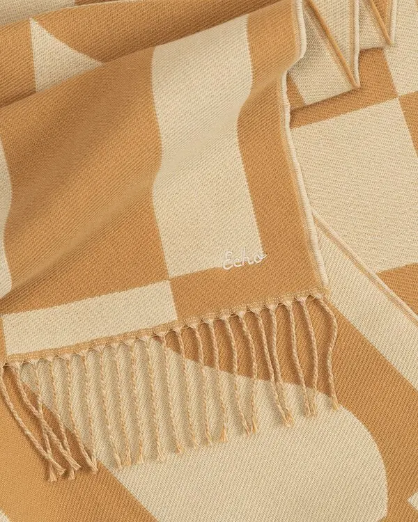 Echo Geo Double Face Jacquard Scarf - Camel