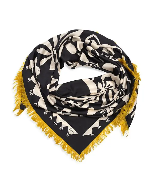 Echo Park Paisley Oversized Silk Scarf - Black