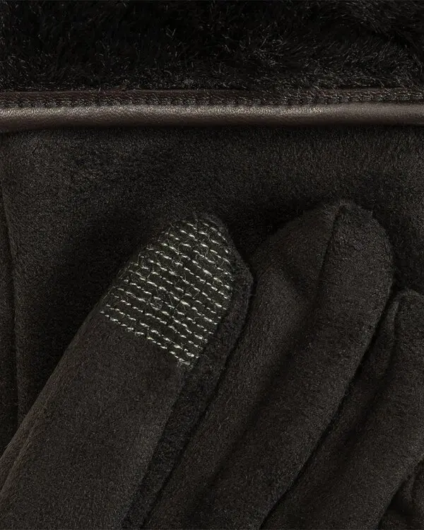 Echo Faux Fur Cuff Stretch Tech Gloves - Black