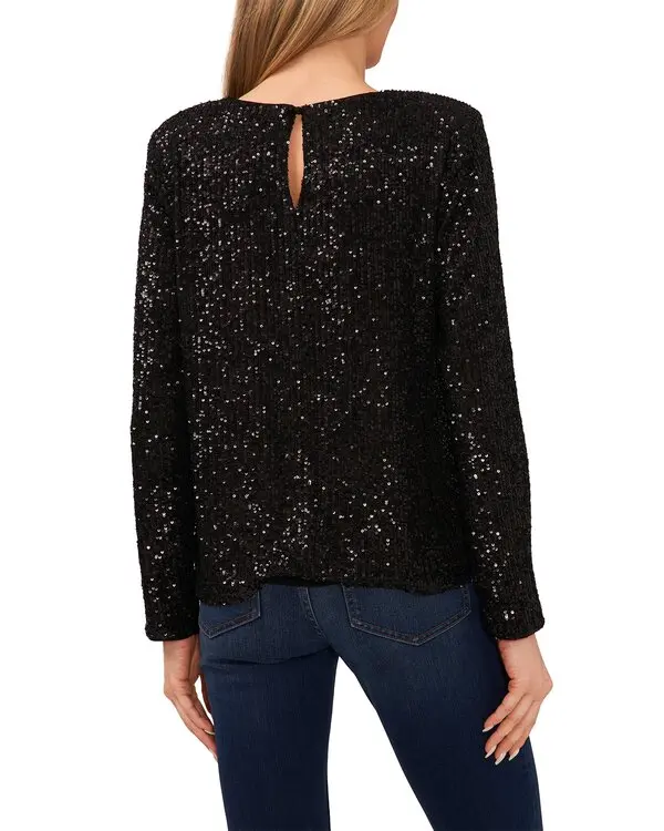 CECE DUPRAZ Long Sleeve Crewneck Top - Rich Black