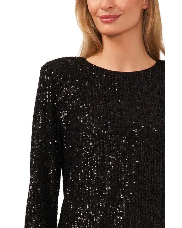 CECE DUPRAZ Long Sleeve Crewneck Top - Rich Black
