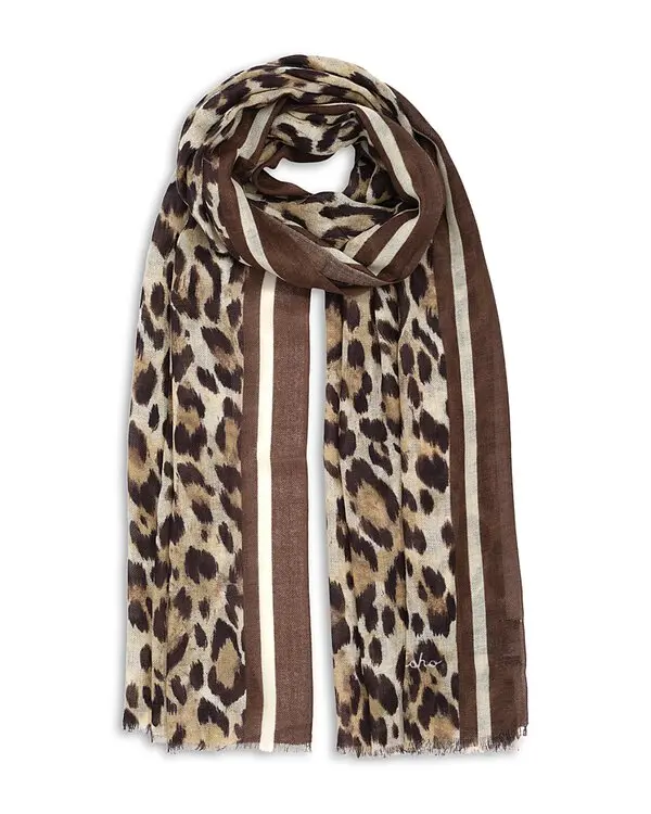 Echo Leopard Print Wrap Scarf - Camel