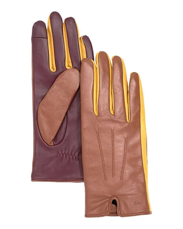 Echo Colorblock Leather Gloves - Cinnamon