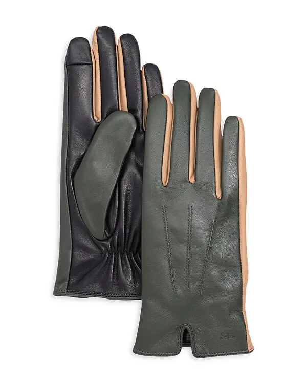 Echo Colorblock Leather Gloves - Forest Green