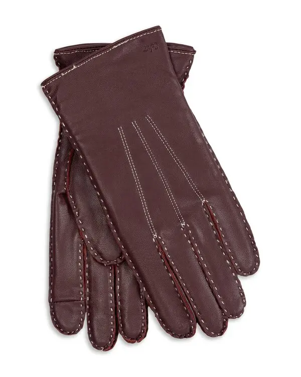 Echo Stitch Detail Leather Tech Gloves - Fig