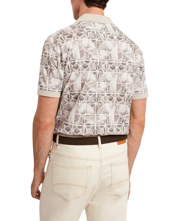 Ted Baker London Ericke Short Sleeve Floral Geo Pique Cotton Polo