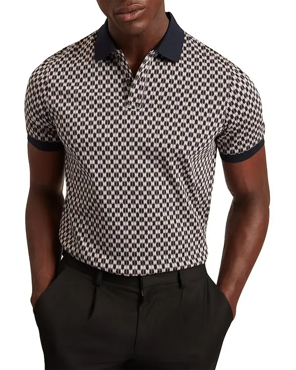 Ted Baker London Ernist Short Sleeve Geo Jacquard Cotton Polo
