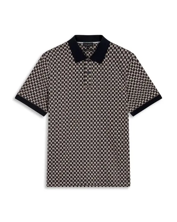 Ted Baker London Ernist Short Sleeve Geo Jacquard Cotton Polo