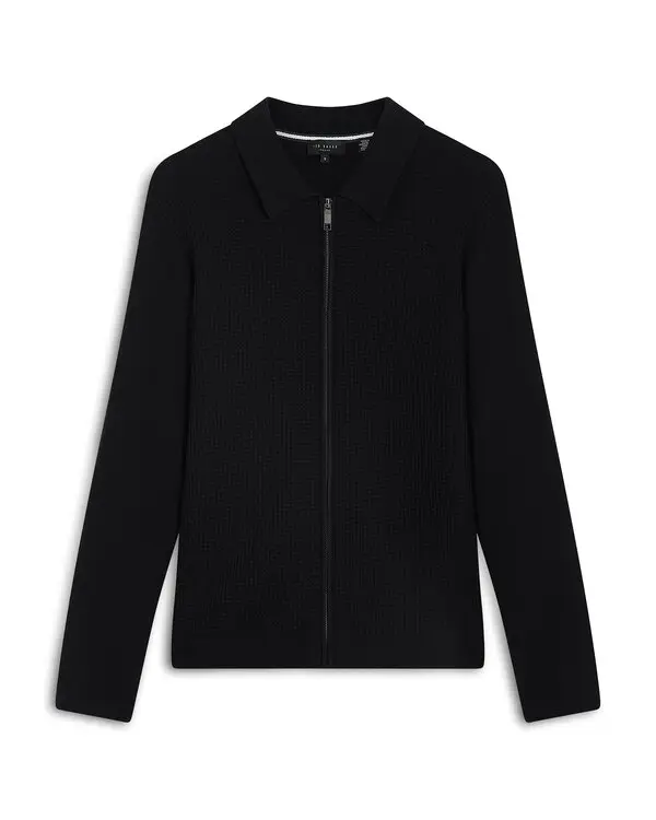 Ted Baker London Fenrys Waffle Stitch Zip Sweater Jacket