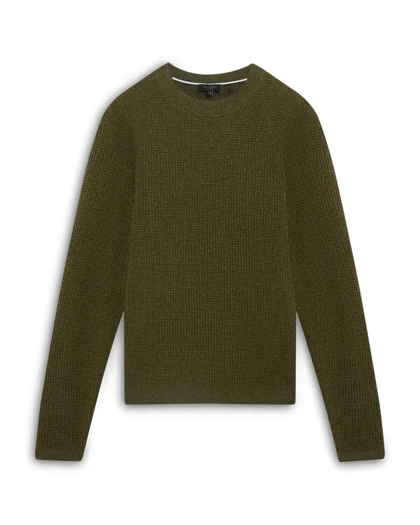 Ted Baker London Long Sleeve Waffle Stitch Crew - Olive