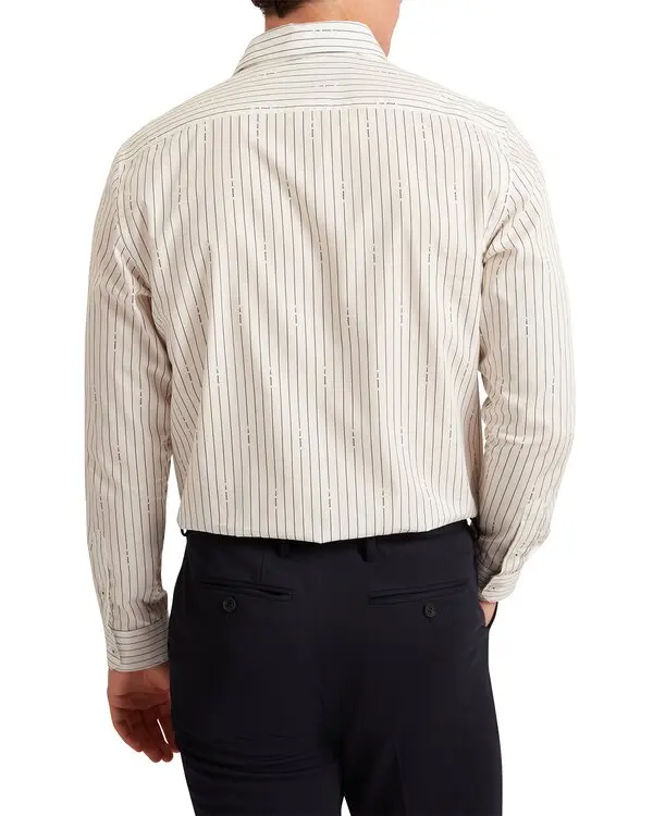 Ted Baker London Hangent Regular Fit Branded Stripe Print Cotton Shirt