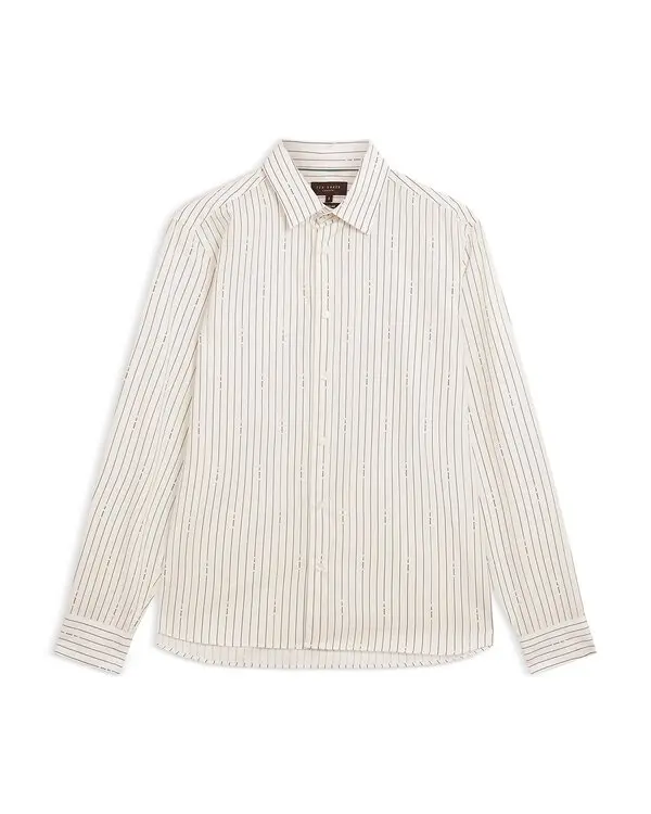 Ted Baker London Hangent Regular Fit Branded Stripe Print Cotton Shirt