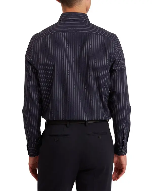 Ted Baker London Hangent Regular Fit Branded Stripe Print Cotton Shirt