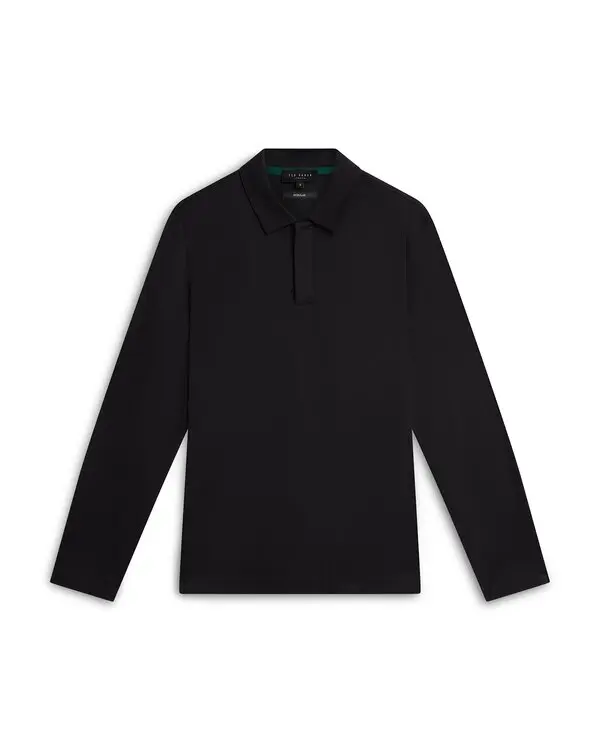 Ted Baker London Ignac Long Sleeve Regular Soft Touch Cotton Polo - Black