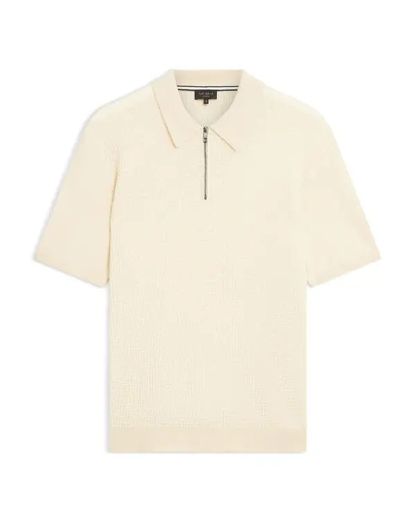 Ted Baker London Jaylon Waffle Stitch Zip Polo - Ecru