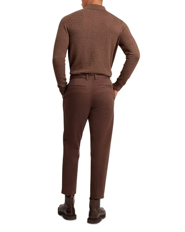 Ted Baker London Gaten Long Sleeve Textured Stitch Polo - Brown